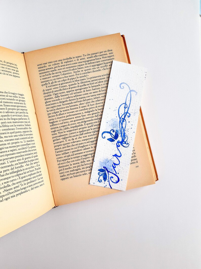 Custom name watercolor bookmark gift personalized name gift | Etsy