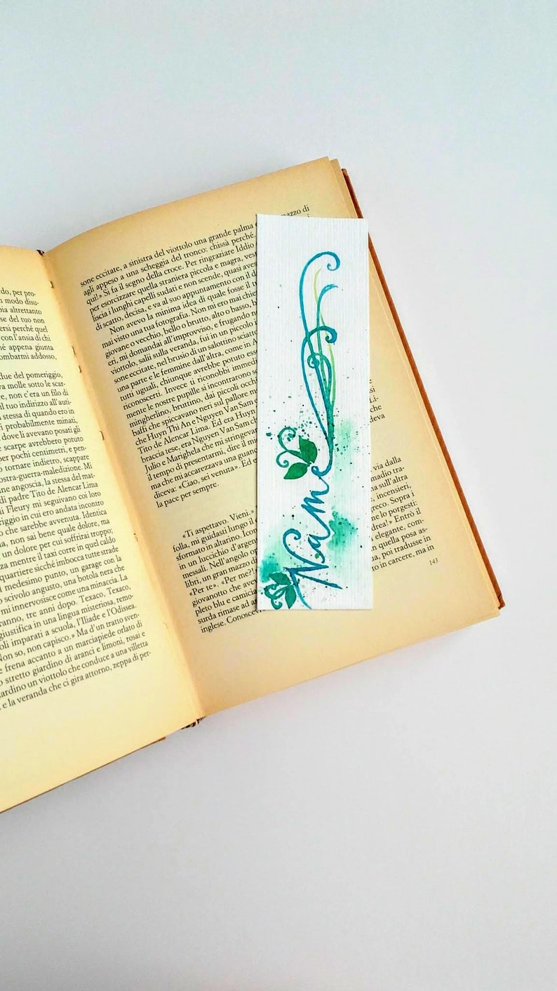 Custom name watercolor bookmark gift personalized name gift | Etsy