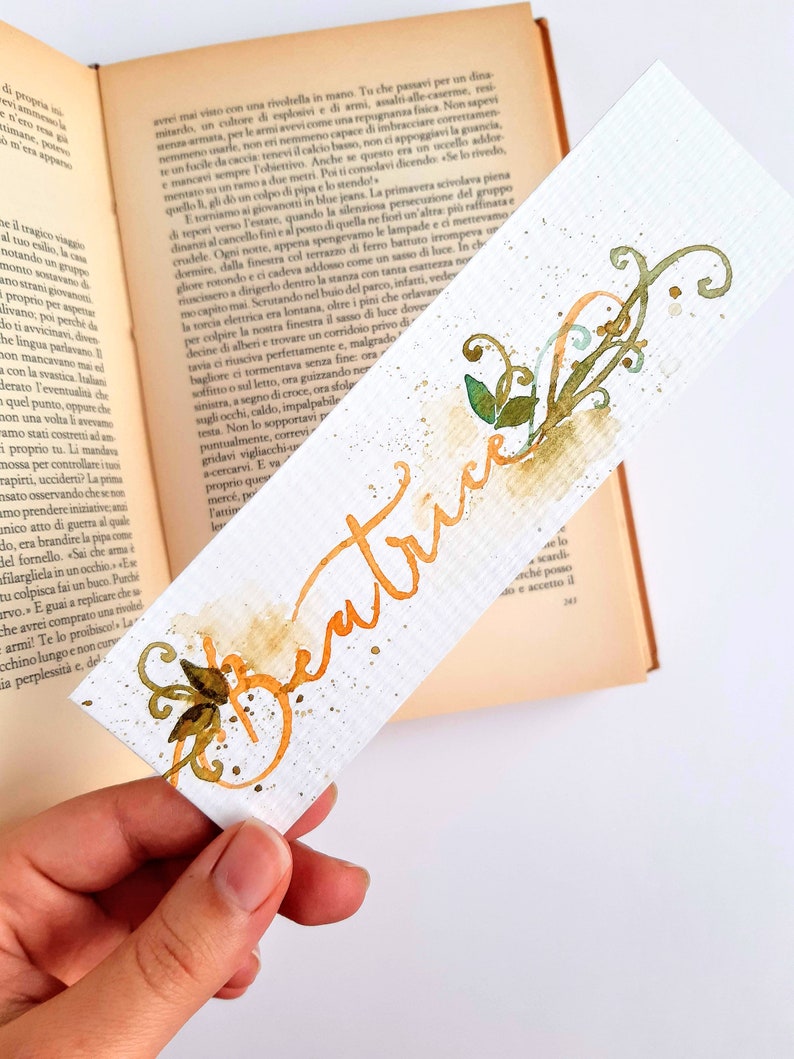 Custom name watercolor bookmark gift personalized name gift | Etsy