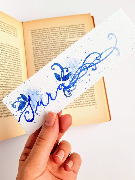 Custom name watercolor bookmark gift personalized name gift | Etsy