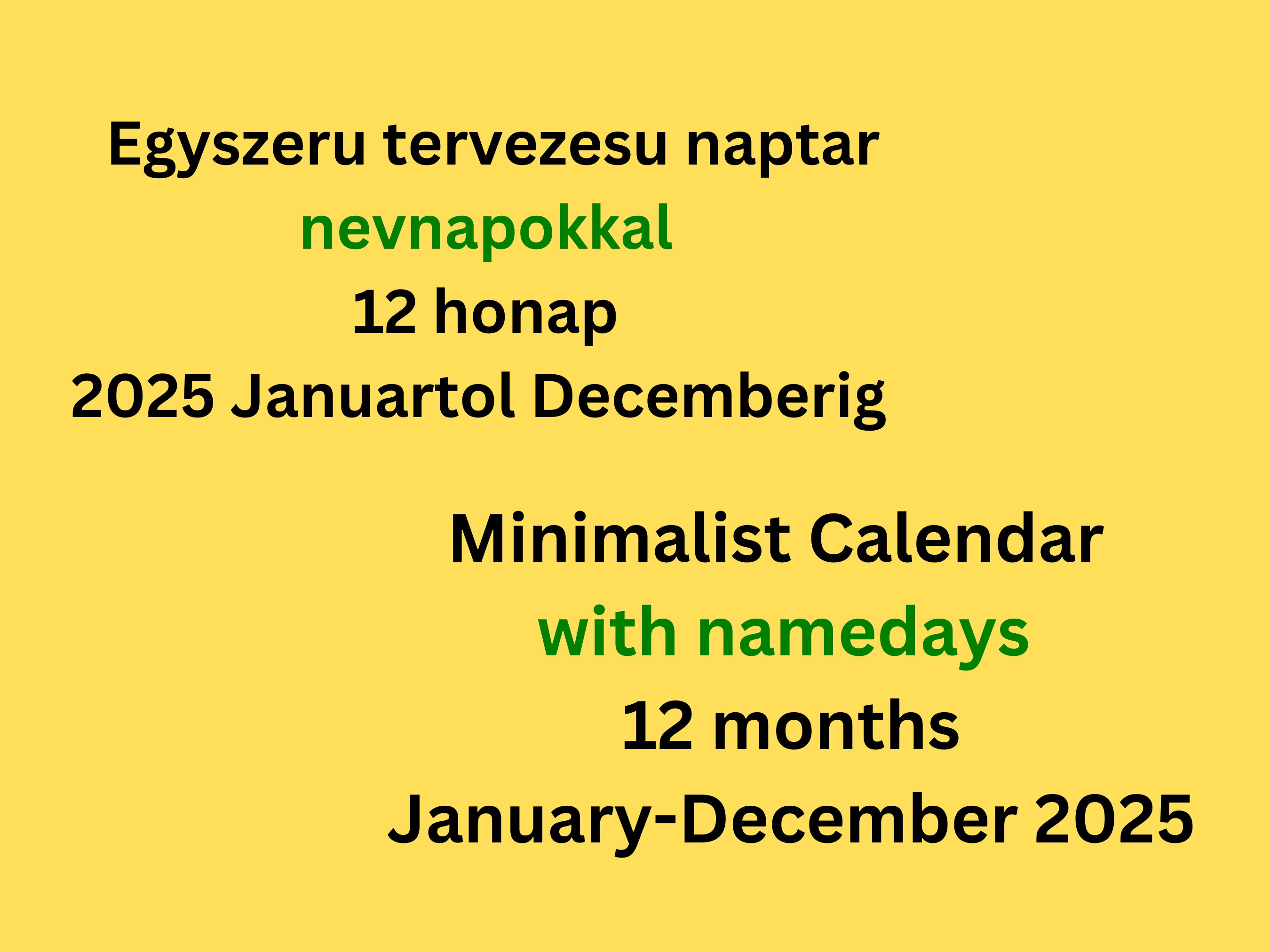 Editable 2025 Hungarian Calendar With Name Days / Monthly Desk Calendar ...