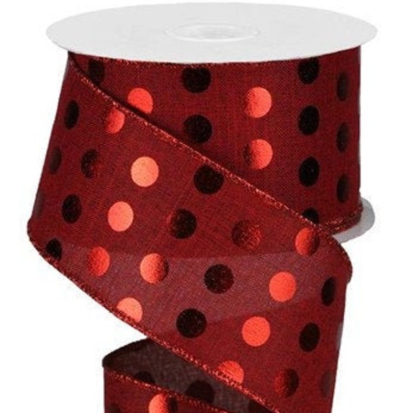 Red Polka Dot Wired Ribbon - Etsy