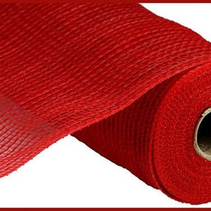 Red Faux Jute Mesh, Red Fabric Mesh, Solid Red Deco Mesh for Wreaths ...