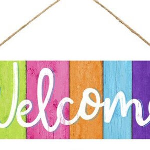 Rainbow Welcome Sign Spring Welcome Sign Summer Welcome - Etsy