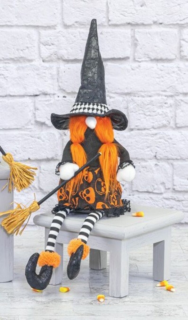Witch Gnome Shelf Sitter Halloween Witch Plush Cute Witch | Etsy