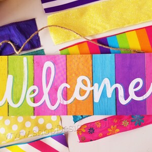Rainbow Welcome Sign, Spring Welcome Sign, Summer Welcome Sign ...