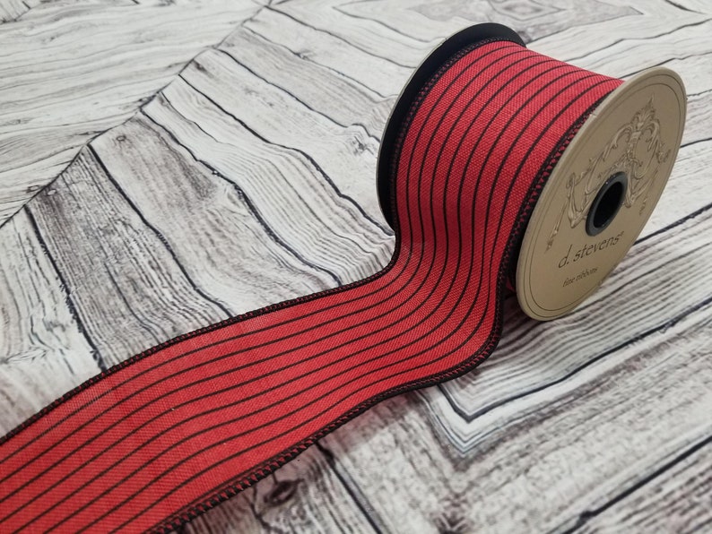 Wired Red and Black Stripe Ribbon for Crafts Red With Black - Etsy
