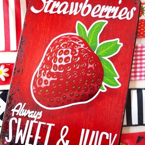 11.75" Metal Strawberry Sign, Summer Strawberry Sign, Strawberry Decor ...
