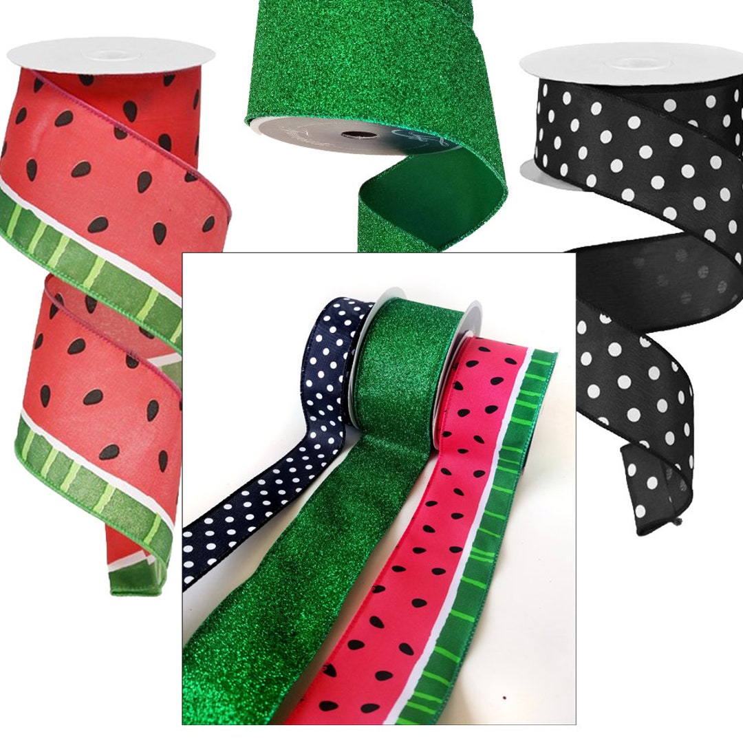 Wired Ribbon Set, Watermelon Ribbon for Wreaths and Bows, Set of 3, 10 ...