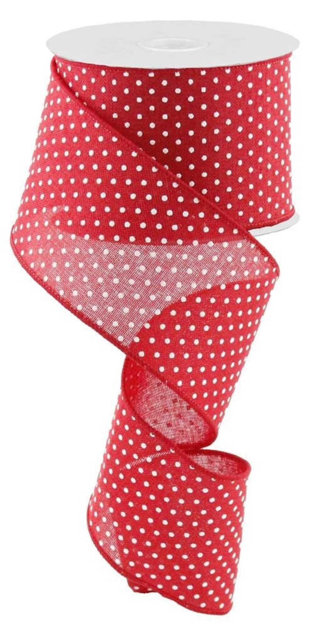 Wired Red Polka Dot Ribbon, Red Swiss Dot Ribbon, Red Wired Ribbon for ...