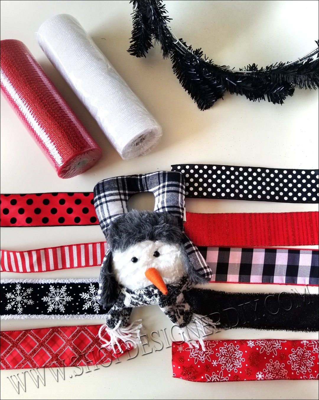 Snowman Wreath Kit, Christmas Wreath Kit, DIY Wreath Kit, Easy Mesh ...