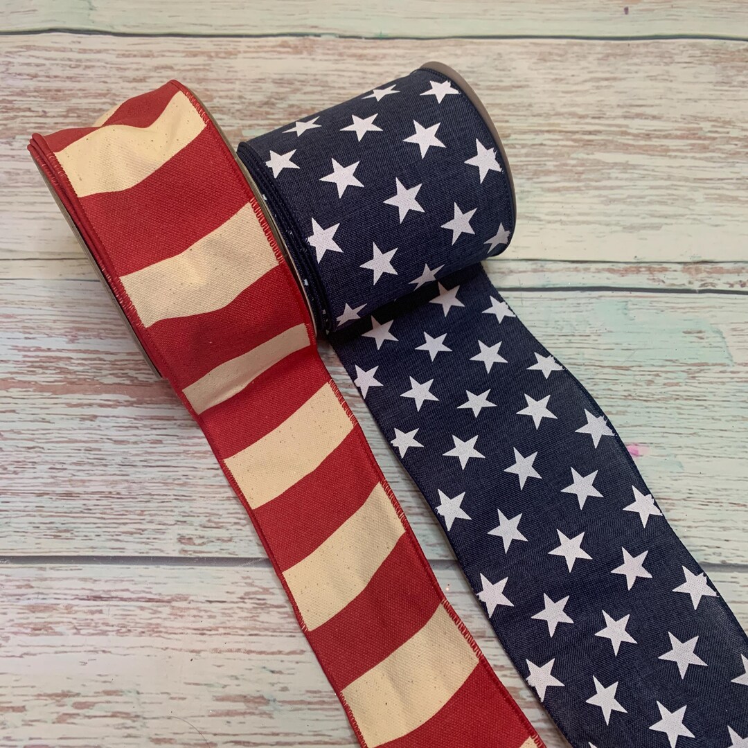 Patriotic Wired Ribbon Set, American Flag Ribbon, 4th of July Ribbon ...