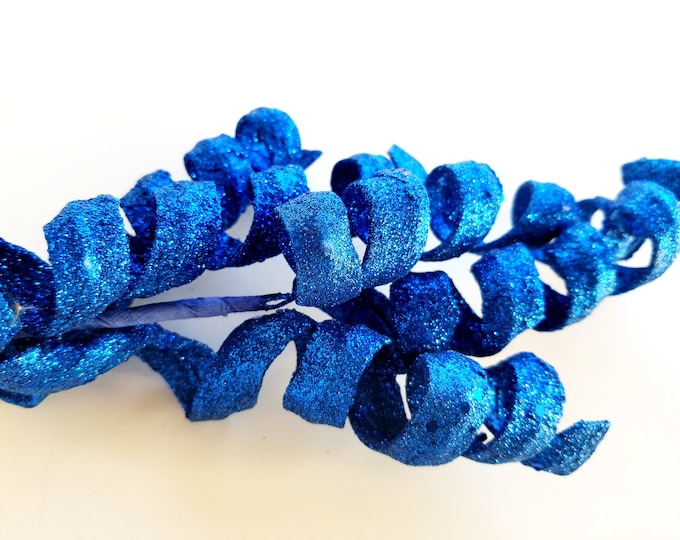 Royal Blue Glitter Pick, Blue Stem Spray, Blue Christmas Spray ...