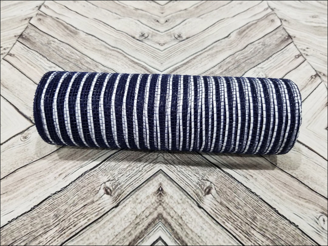 Navy Metallic Mesh, Blue White Stripe Mesh, Navy Craft Mesh, Navy Blue ...