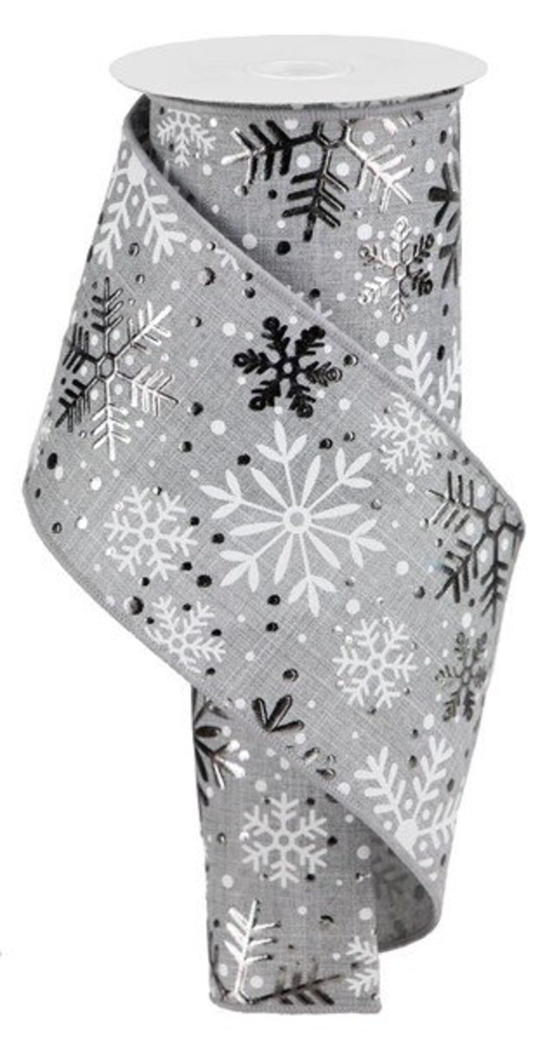 Wired Snowflake Ribbon, Gray Snowflake Ribbon for Christmas, Silver ...