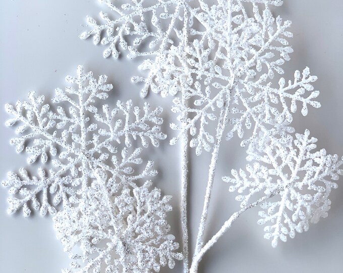 White Snowflake Spray, Christmas Snowflake Pick, Snowflake Stem, Winter ...