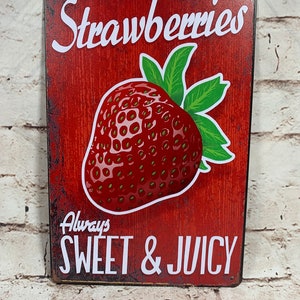 11.75" Metal Strawberry Sign, Summer Strawberry Sign, Strawberry Decor ...