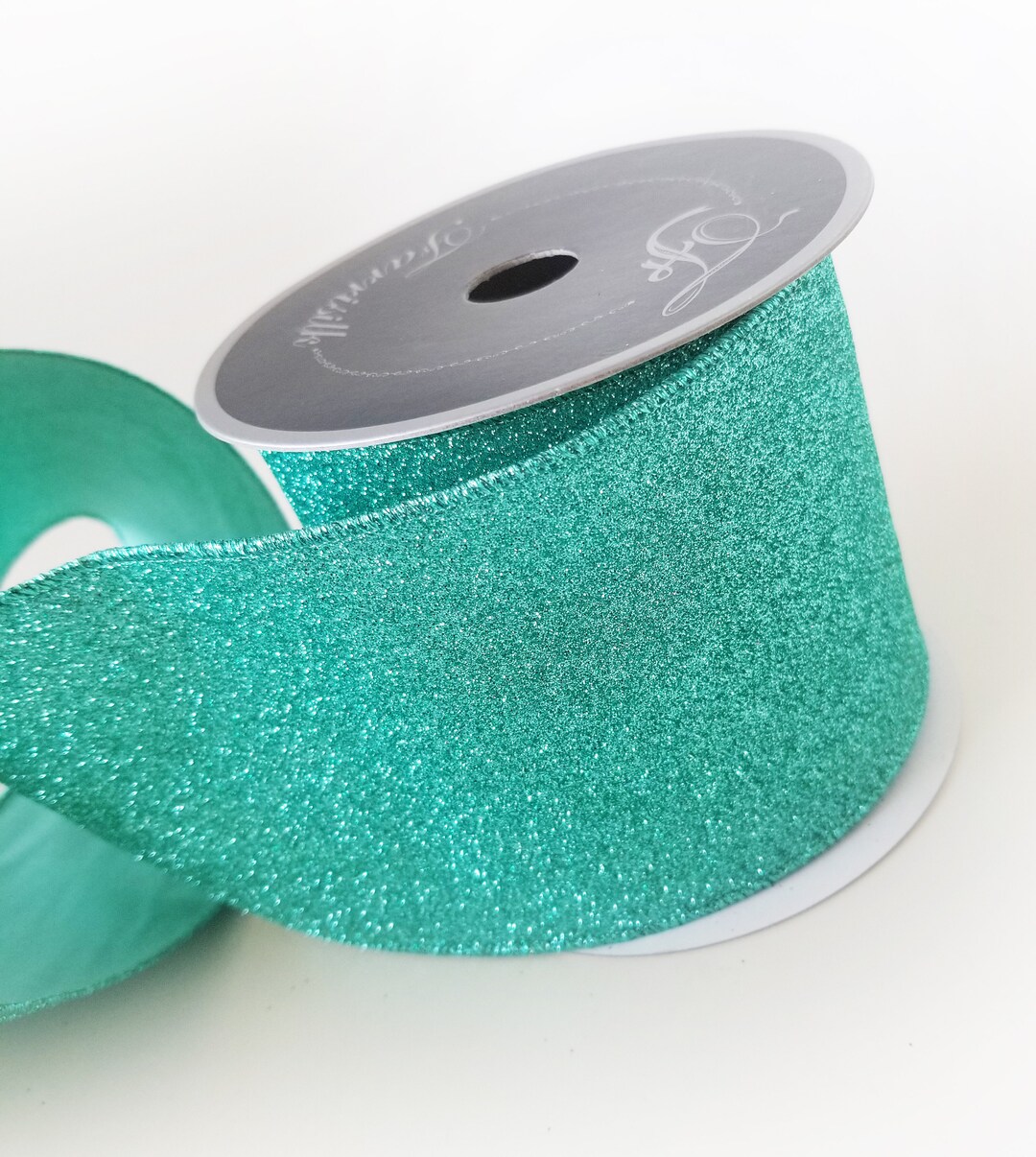 Wired Teal Glitter Ribbon, Teal Blue Ribbon, Turquoise Ribbon for ...