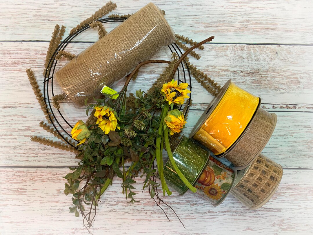 Fall Wreath Kit, Fall Sunflower Wreath Kit, DIY Wreath Kit, Easy Wreath ...