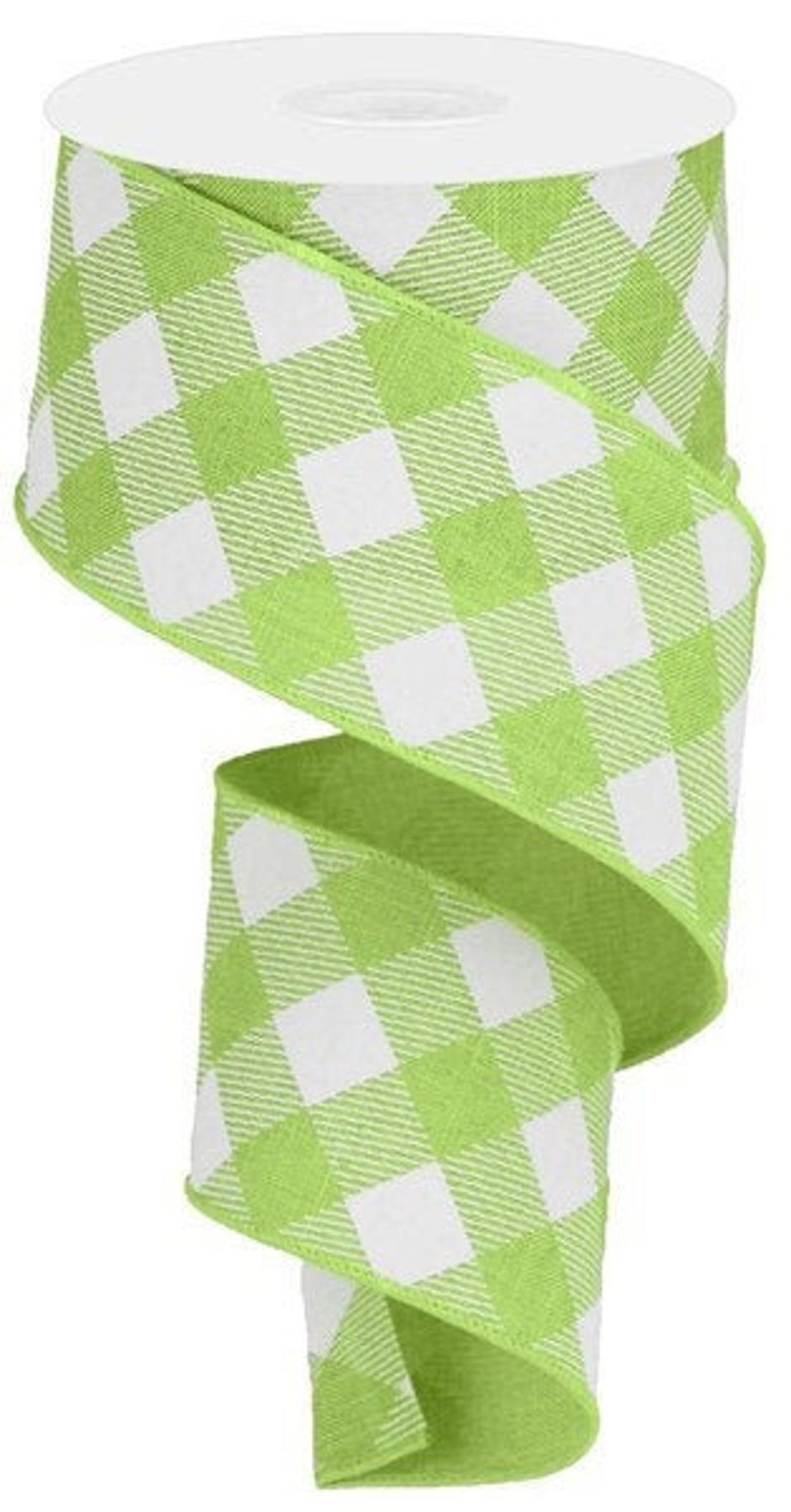 Wired Lime Green Ribbon, Lime Green Check Ribbon, Green Ribbon for ...