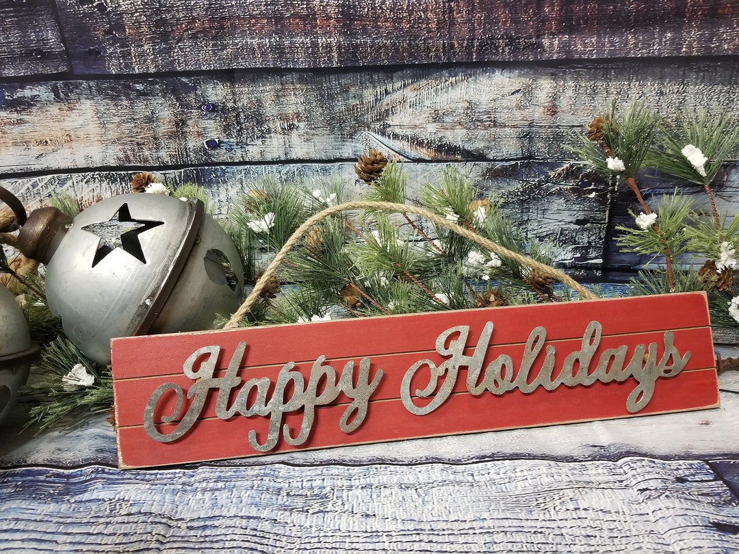 Happy Holidays Wood Sign, Rustic Christmas Sign, Christmas Cabin Decor ...