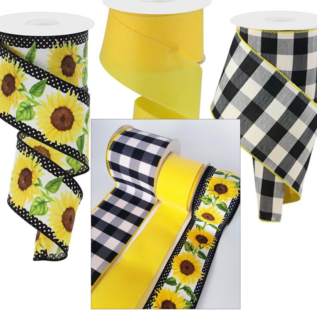 Sunflower Ribbon Collection, Sunflower Wired Ribbon Set, Ribbon Bundle ...