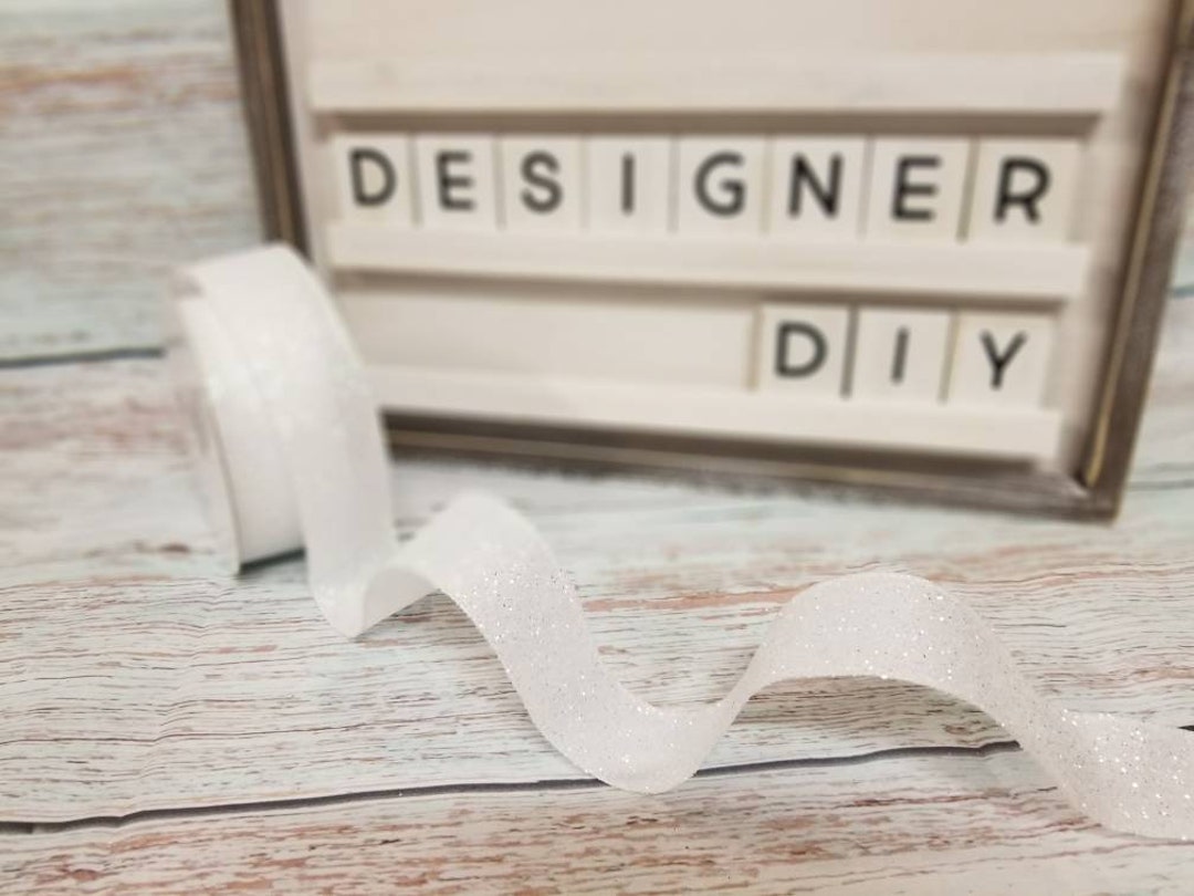 Wired White Glitter Ribbon, White Wire Edge Ribbon for Wreaths and Bows ...