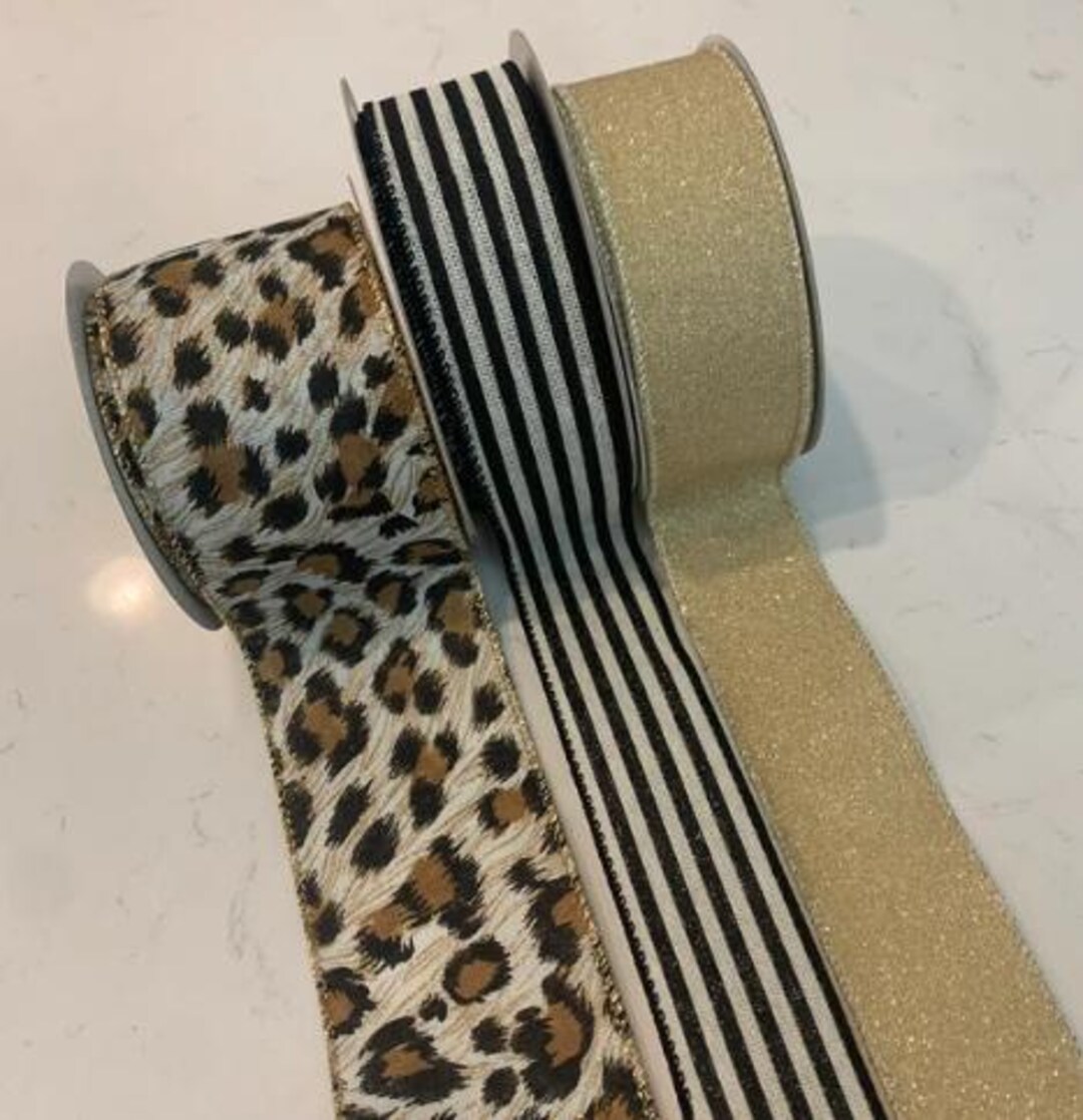 Leopard Ribbon Collection, Leopard Print Wired Ribbon Set, Wired Ribbon ...
