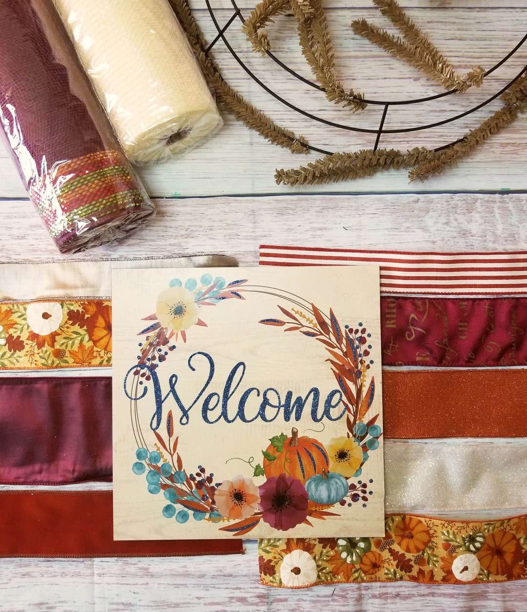 Fall Wreath Making Kit, Fall Welcome Wreath Kit, Easy Wreath Kit - Etsy