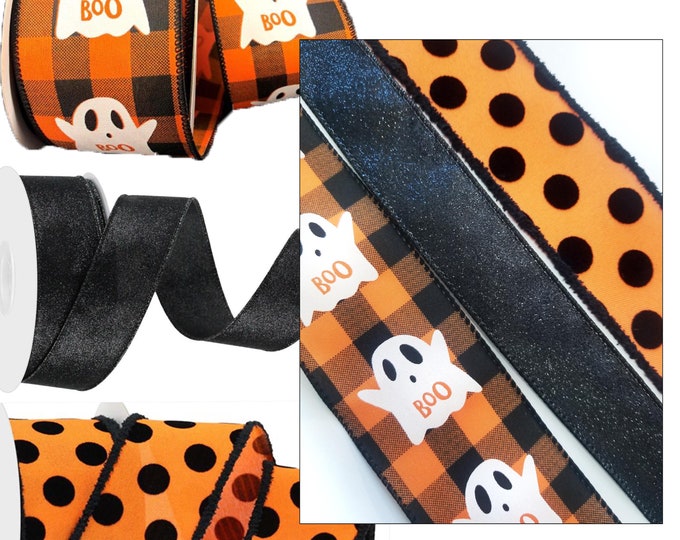 Halloween Ribbon Set, Halloween Wired Ribbon for Wreaths & Bows ...
