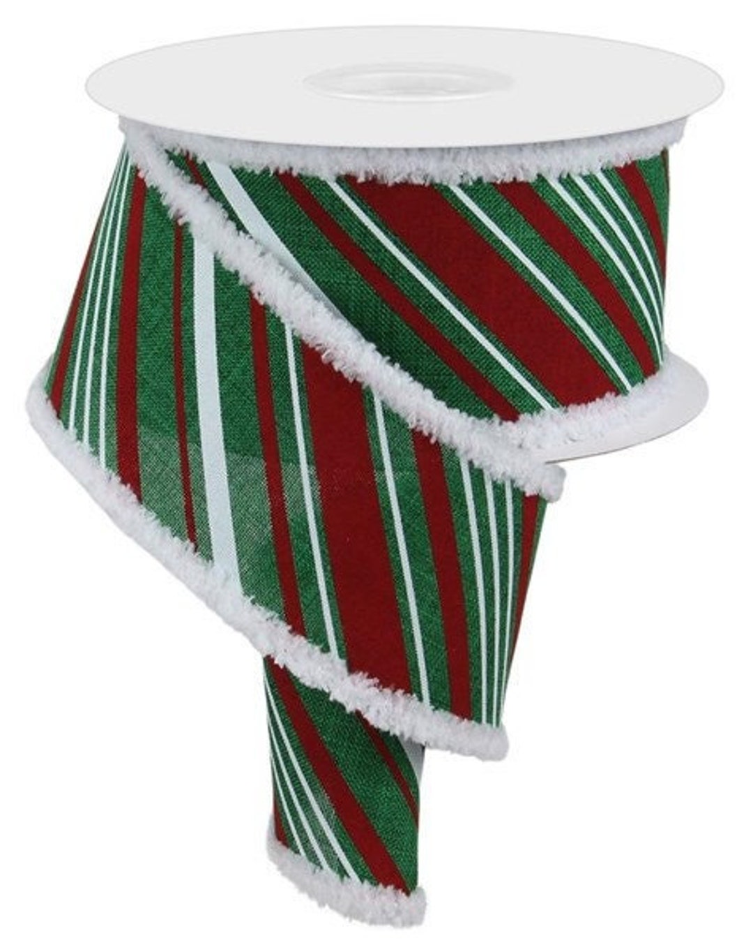 Christmas Wired Ribbon for Wreaths Christmas Stripe Wired - Etsy