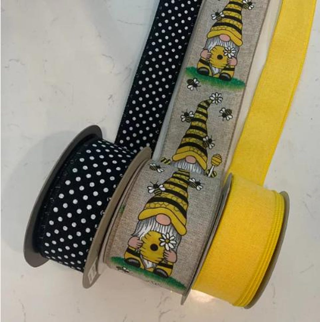 Bumble Bee Ribbon Set, Gnome Ribbon, Bumble Bee Wired Ribbon for ...