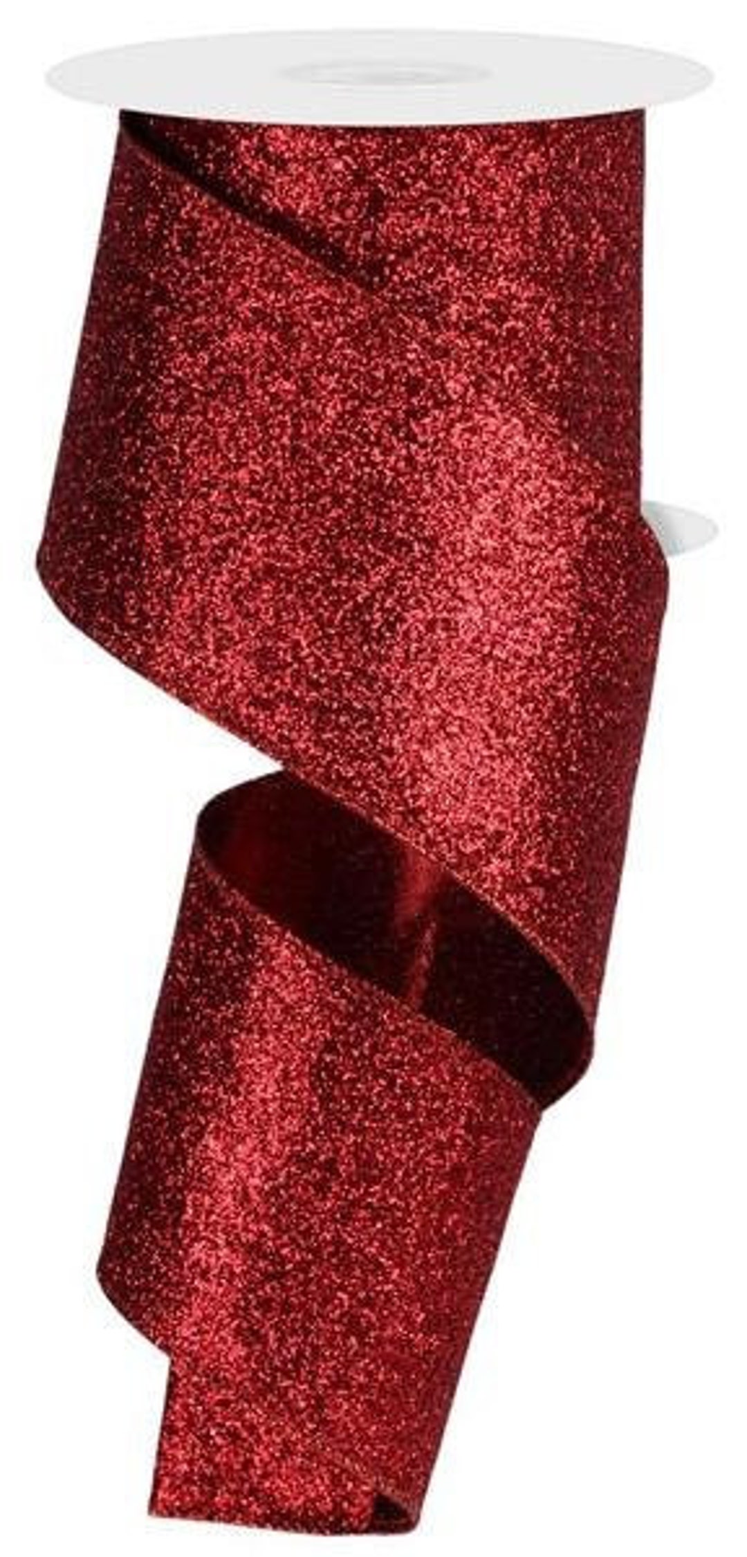 Wired Red Glitter Ribbon Solid Red Wired Ribbon for Wreaths - Etsy
