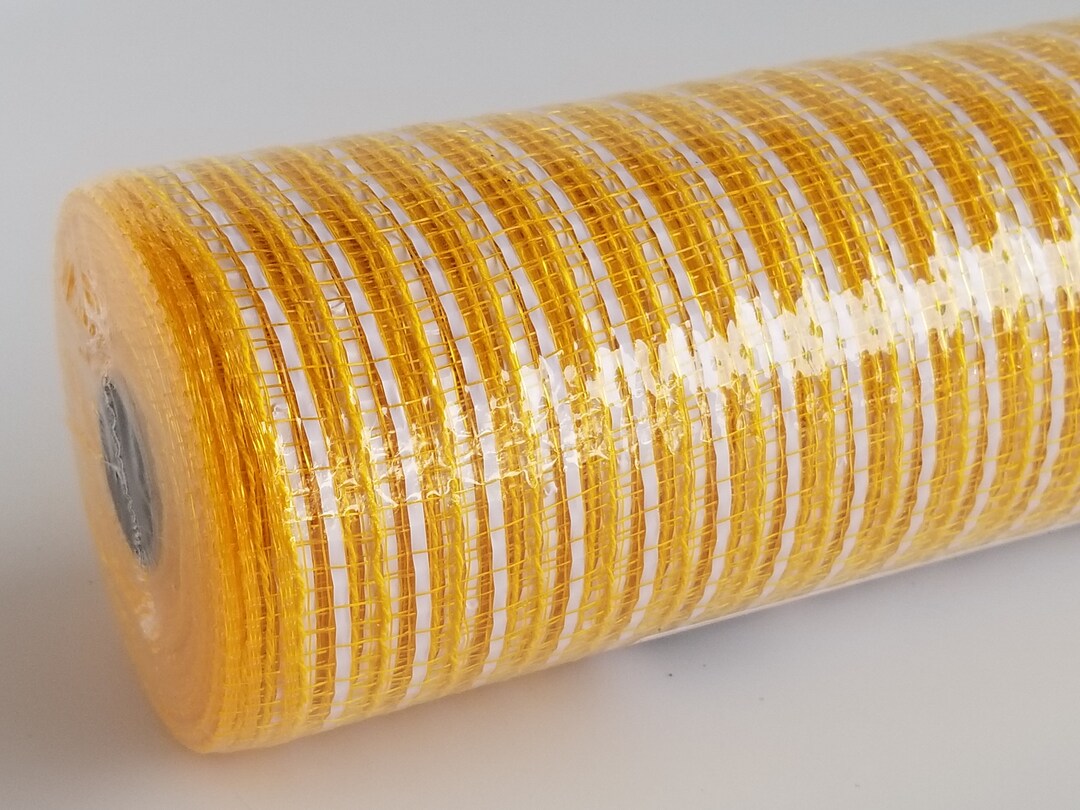 Yellow Stripe Deco Mesh, Yellow Wreath Mesh, Yellow Mesh for Fall ...