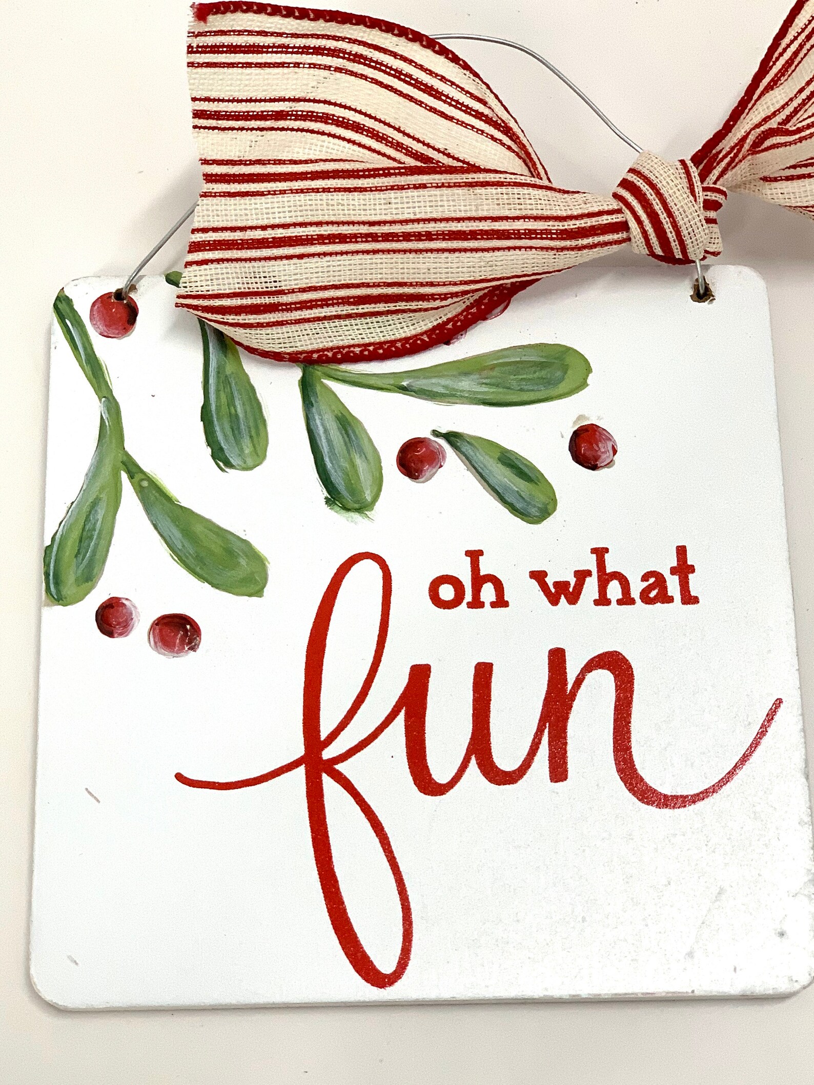 Christmas Holly Ornament Oh What Fun Christmas Sign Holly - Etsy