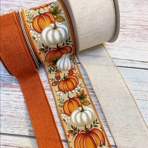 Fall Ribbon Set, Fall Wired Ribbon for Wreaths and Bows, Pumpkin Ribbon ...