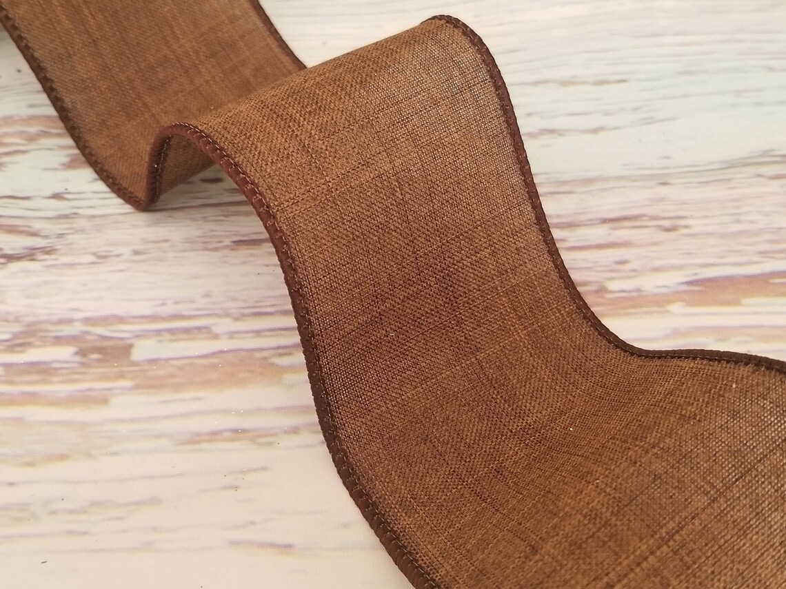 Wired Brown Ribbon Solid Brown Ribbon for Wreaths and Bows BY - Etsy