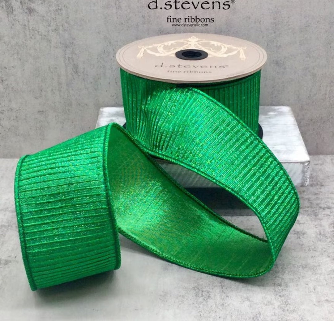 Green Metallic Ribbon, Green Pleated Ribbon, Emerald Green Wired Ribbon ...