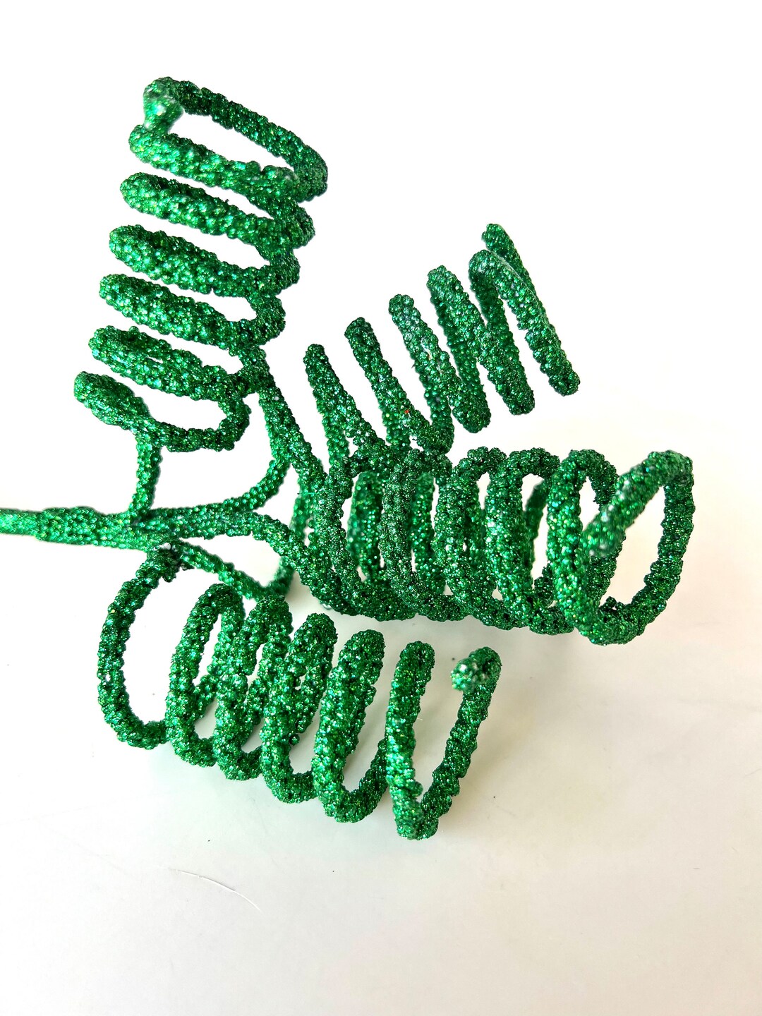 Green Glitter Curl Pick for Decorations Emerald Green Curly - Etsy