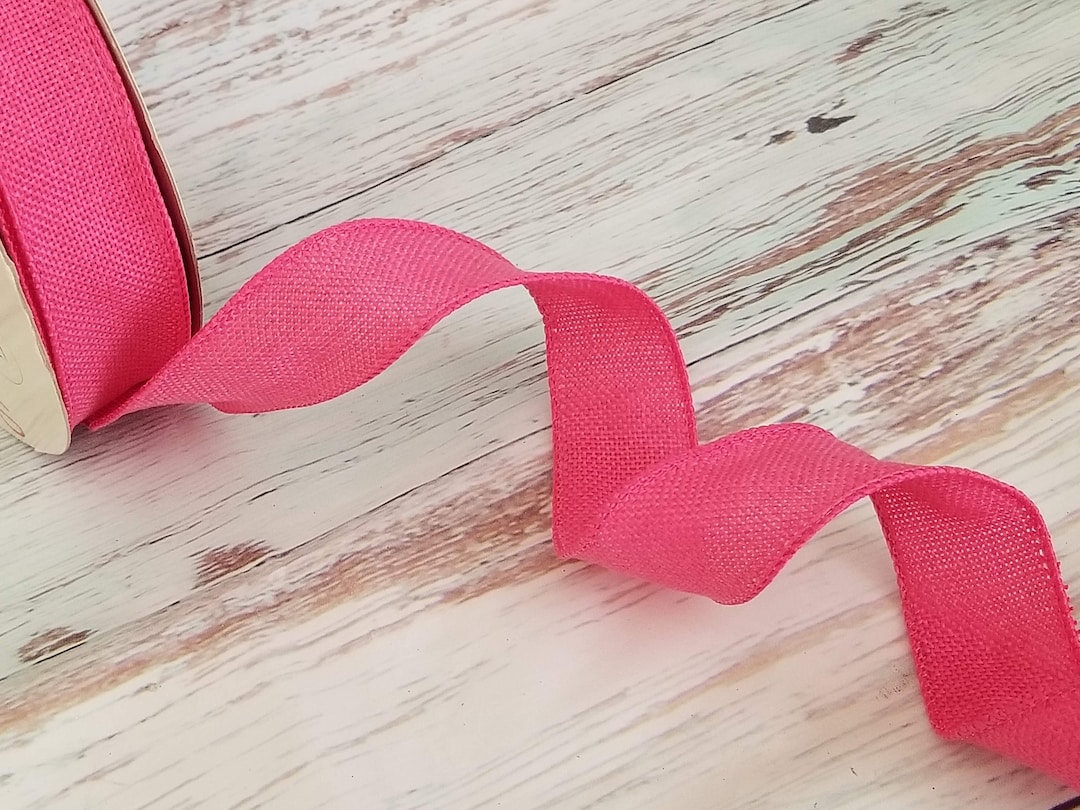 Wired Pink Ribbon, Solid Pink Ribbon, Wired Ribbon for Wreaths and Bows ...