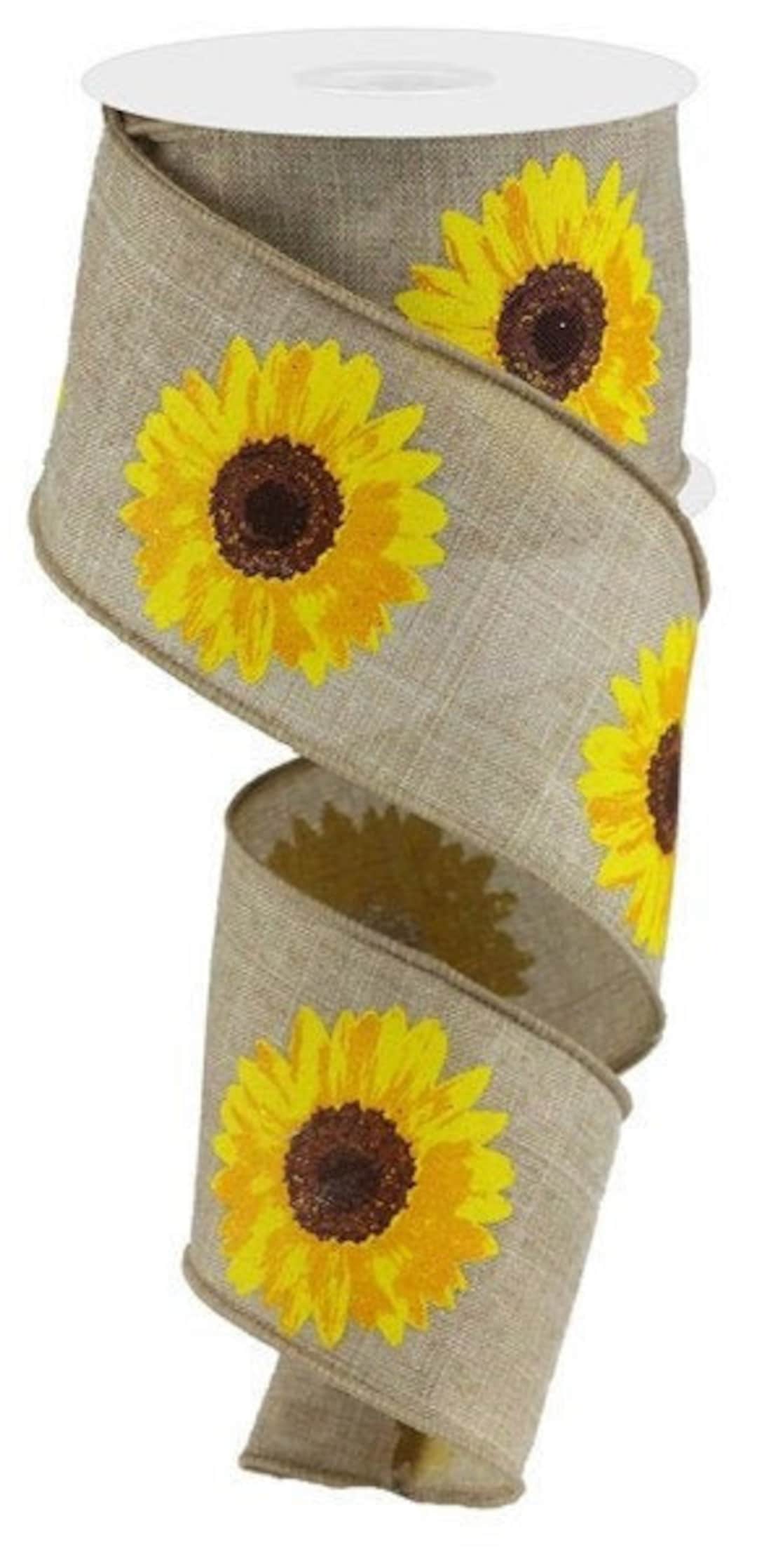 Wired Sunflower Ribbon, Sunflower Ribbon for Wreaths and Bows, Fall ...