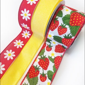 Strawberry Ribbon, Wired Ribbon for Wreaths and Bows, Ribbon Set ...