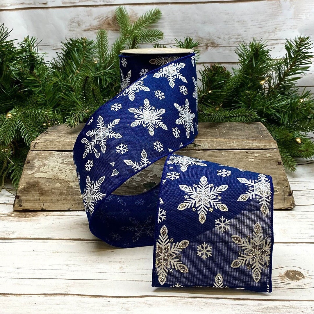 Wired Snowflake Ribbon Blue Snowflake Ribbon for Christmas D - Etsy