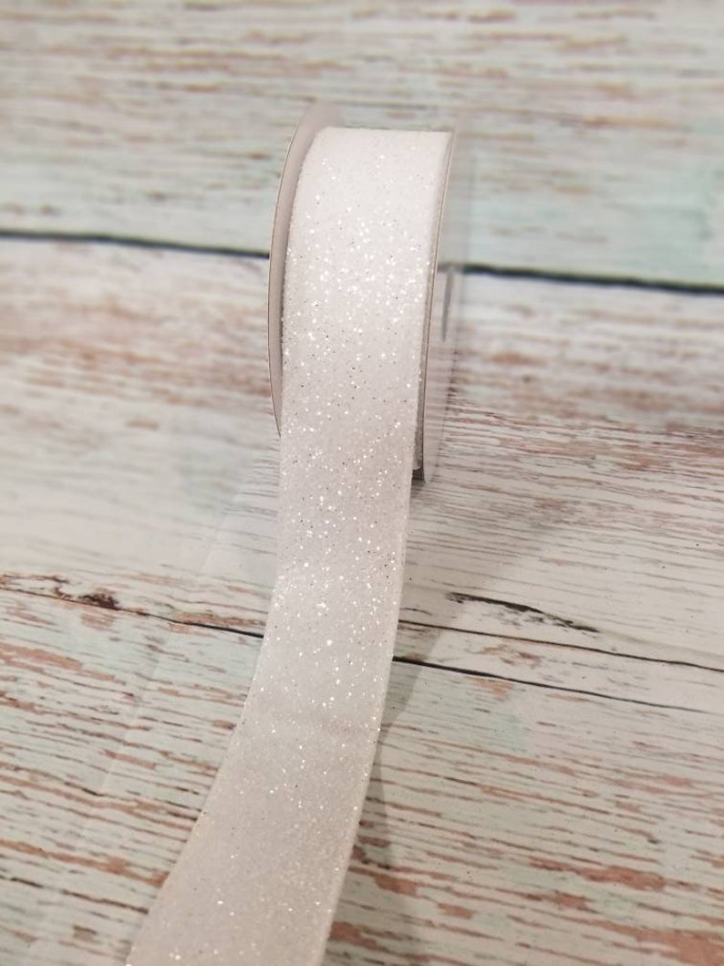 Wired White Glitter Ribbon White Wire Edge Ribbon for Wreaths - Etsy