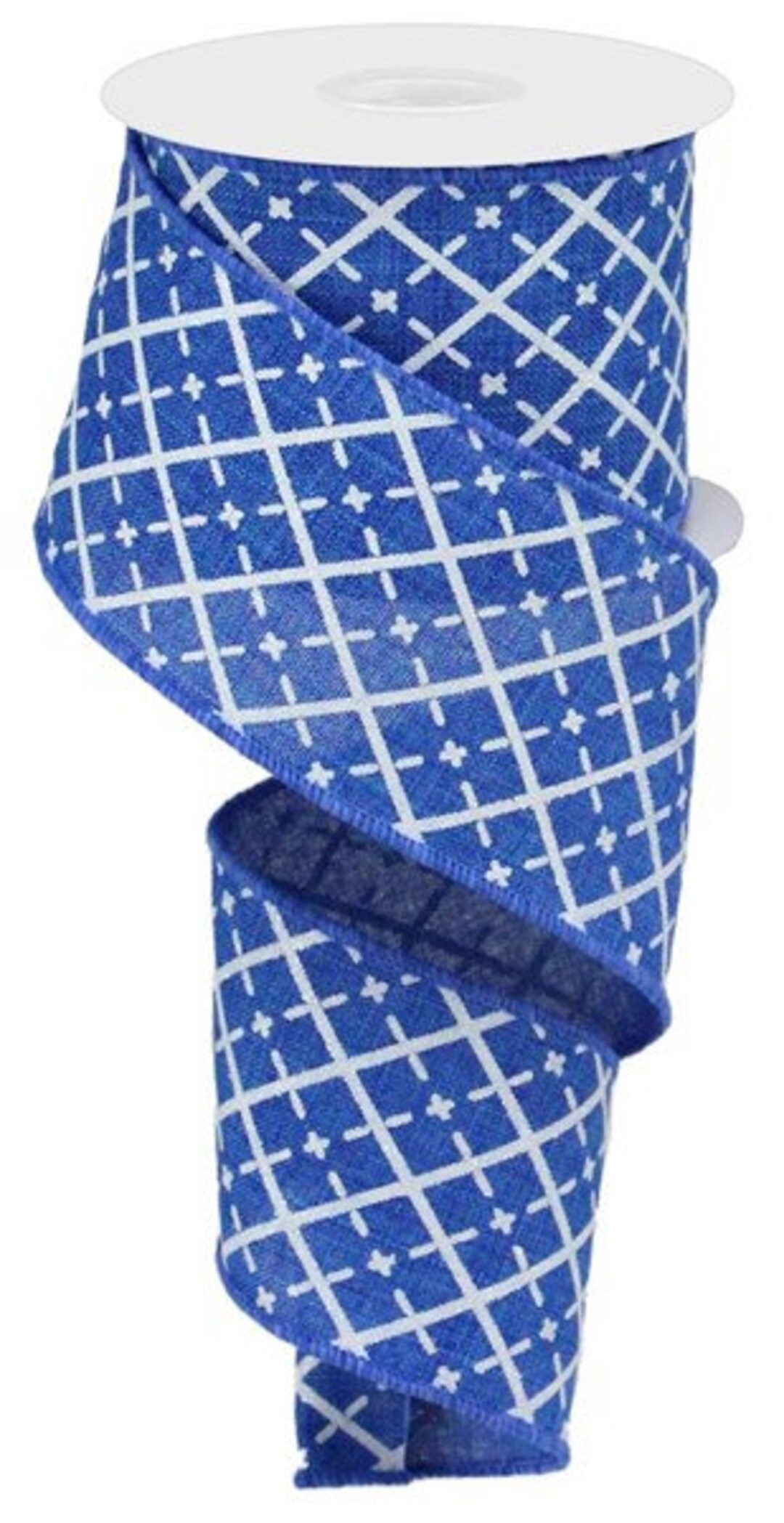 Wired Blue Ribbon, Royal Blue Check Ribbon, Royal Blue Plaid Wired ...