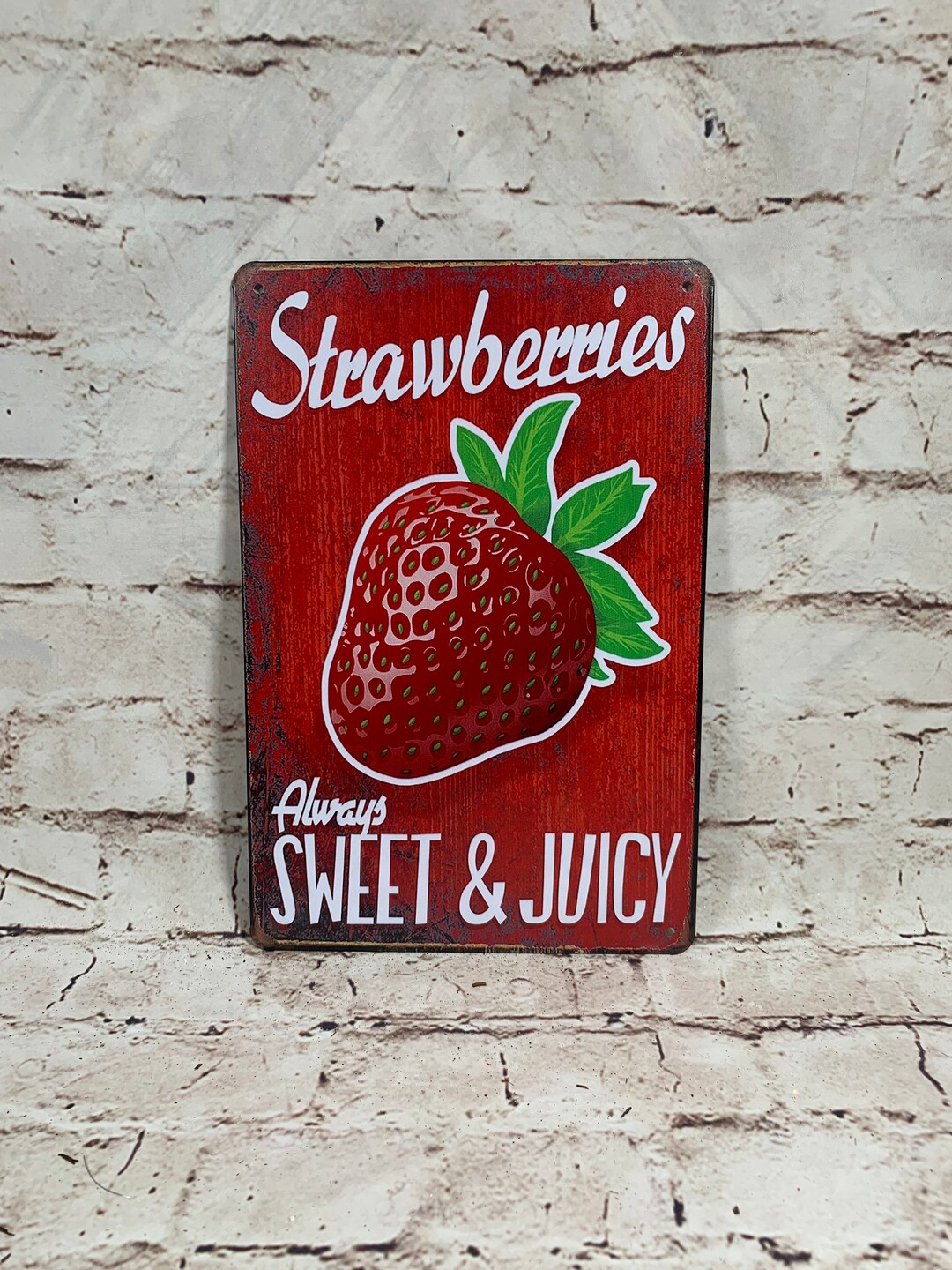 11.75" Metal Strawberry Sign, Summer Strawberry Sign, Strawberry Decor ...