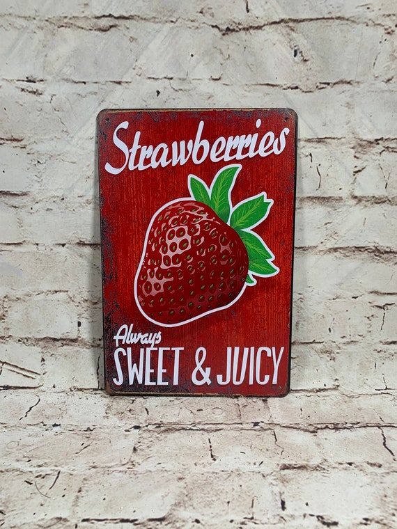 11.75 Metal Strawberry Sign Summer Strawberry Sign - Etsy