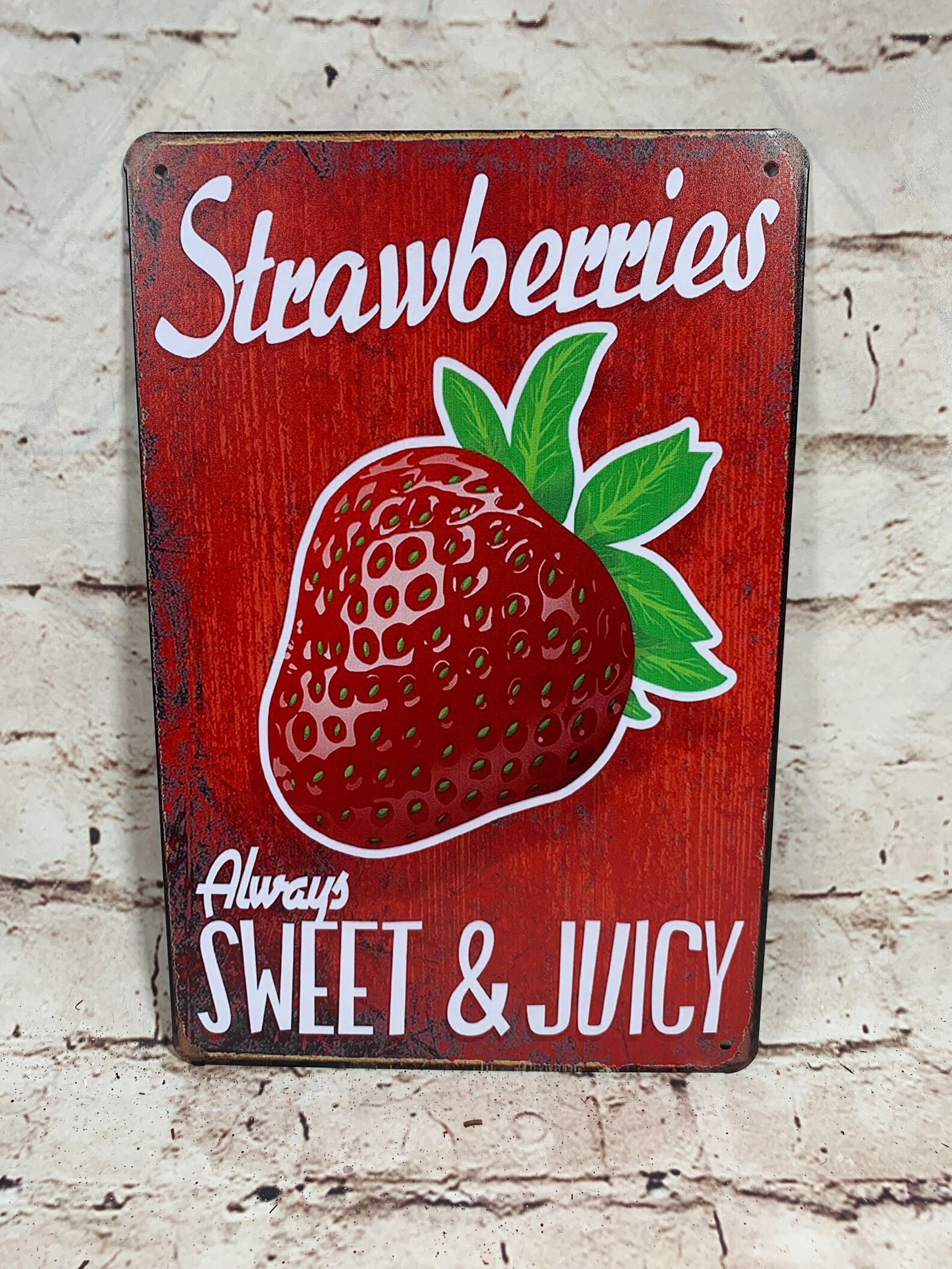 11.75 Metal Strawberry Sign Summer Strawberry Sign - Etsy