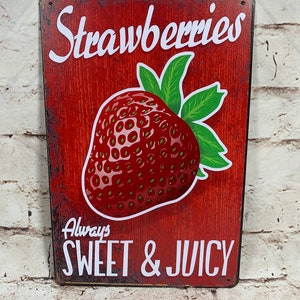 11.75" Metal Strawberry Sign, Summer Strawberry Sign, Strawberry Decor ...