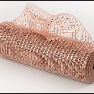 10 Rose Gold Metallic Mesh, Mauve Mesh, Light Pink Metallic Mesh, Blush ...